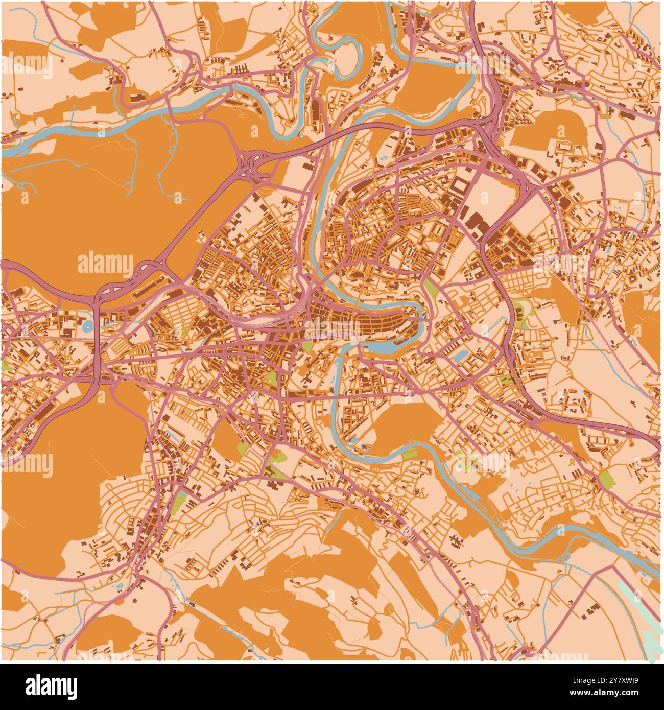Map of Bern in Switzerland in a sandy theme. Contains layered vector ...