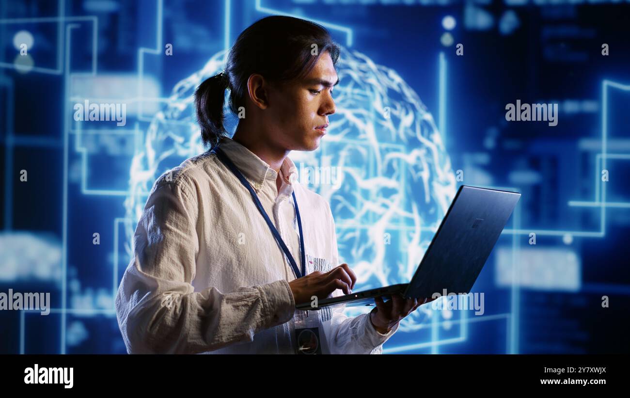 Capable IT contractor works with artificial intelligence computerized ...