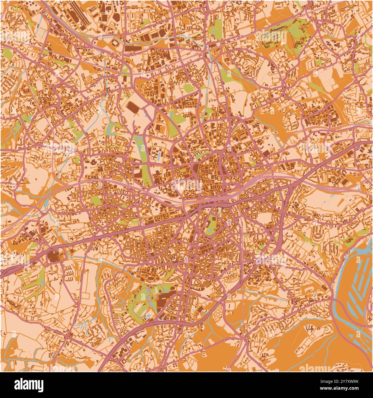Map of Essen in Germany in a sandy theme. Contains layered vector with ...