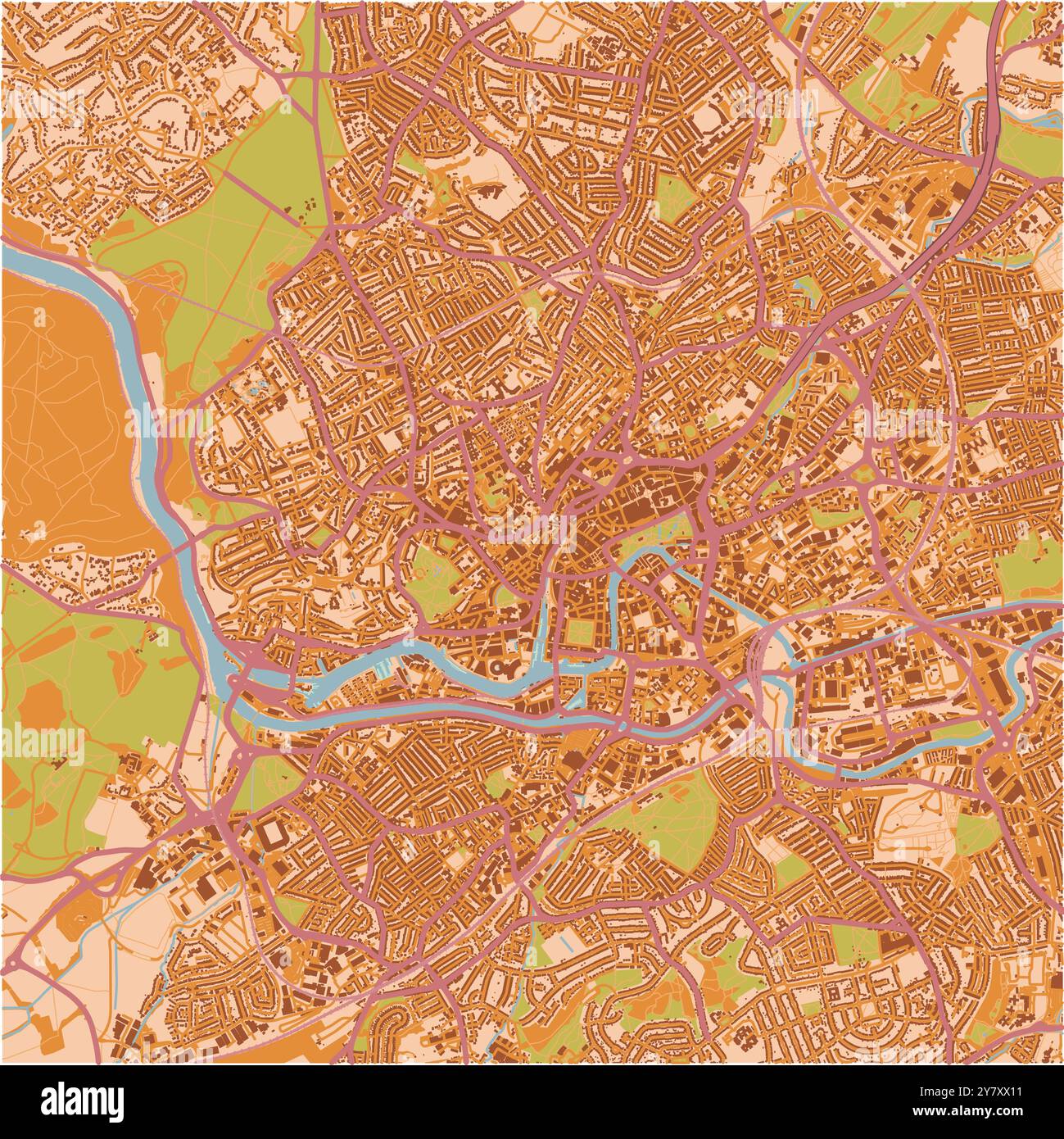 Map of Bristol in United Kingdom in a sandy theme. Contains layered ...