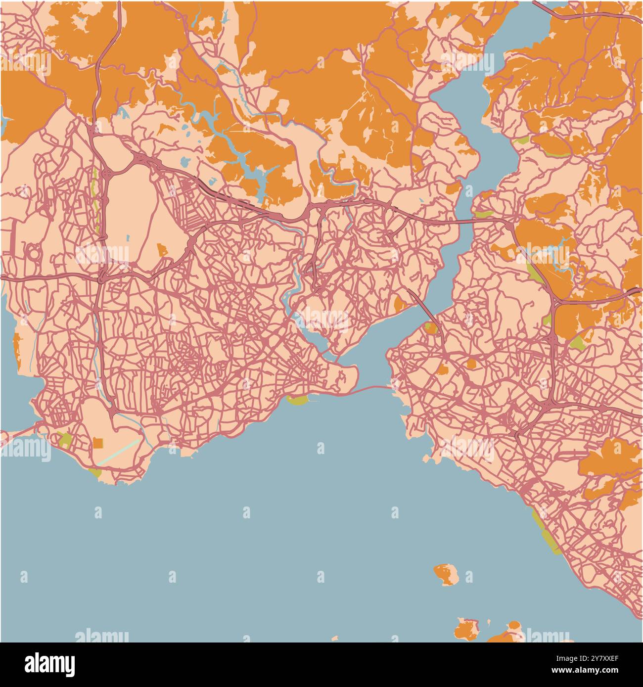Map of Istanbul in Turkey in a sandy theme. Contains layered vector ...