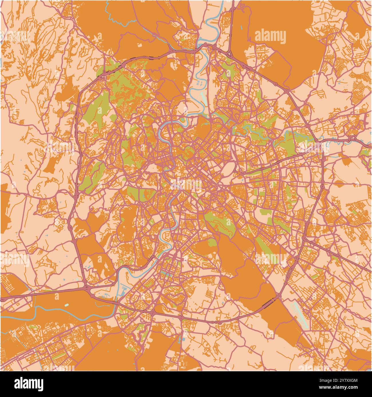 Map of Rome in Italy in a sandy theme. Contains layered vector with ...