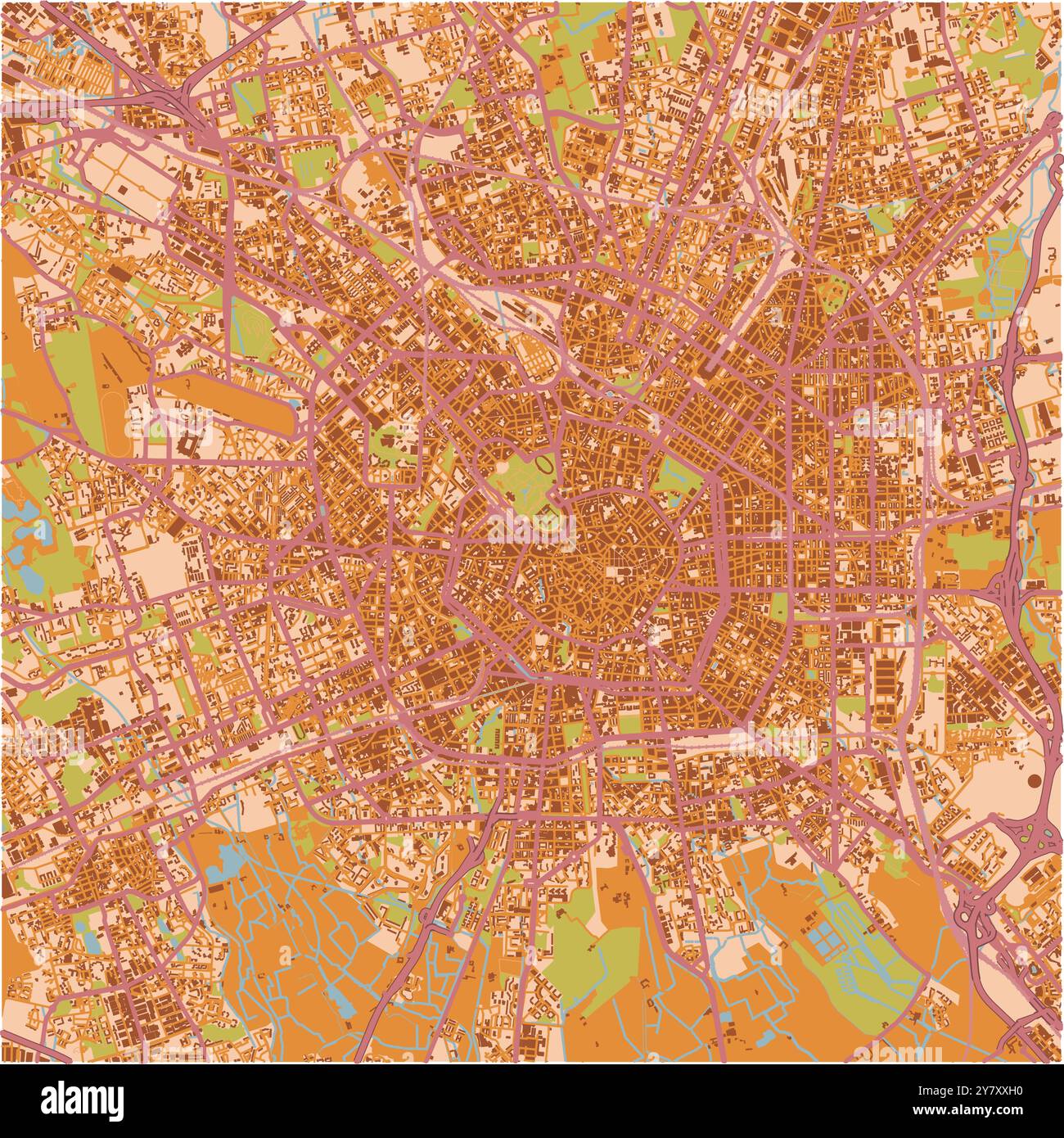 Map of Milan in Italy in a sandy theme. Contains layered vector with ...