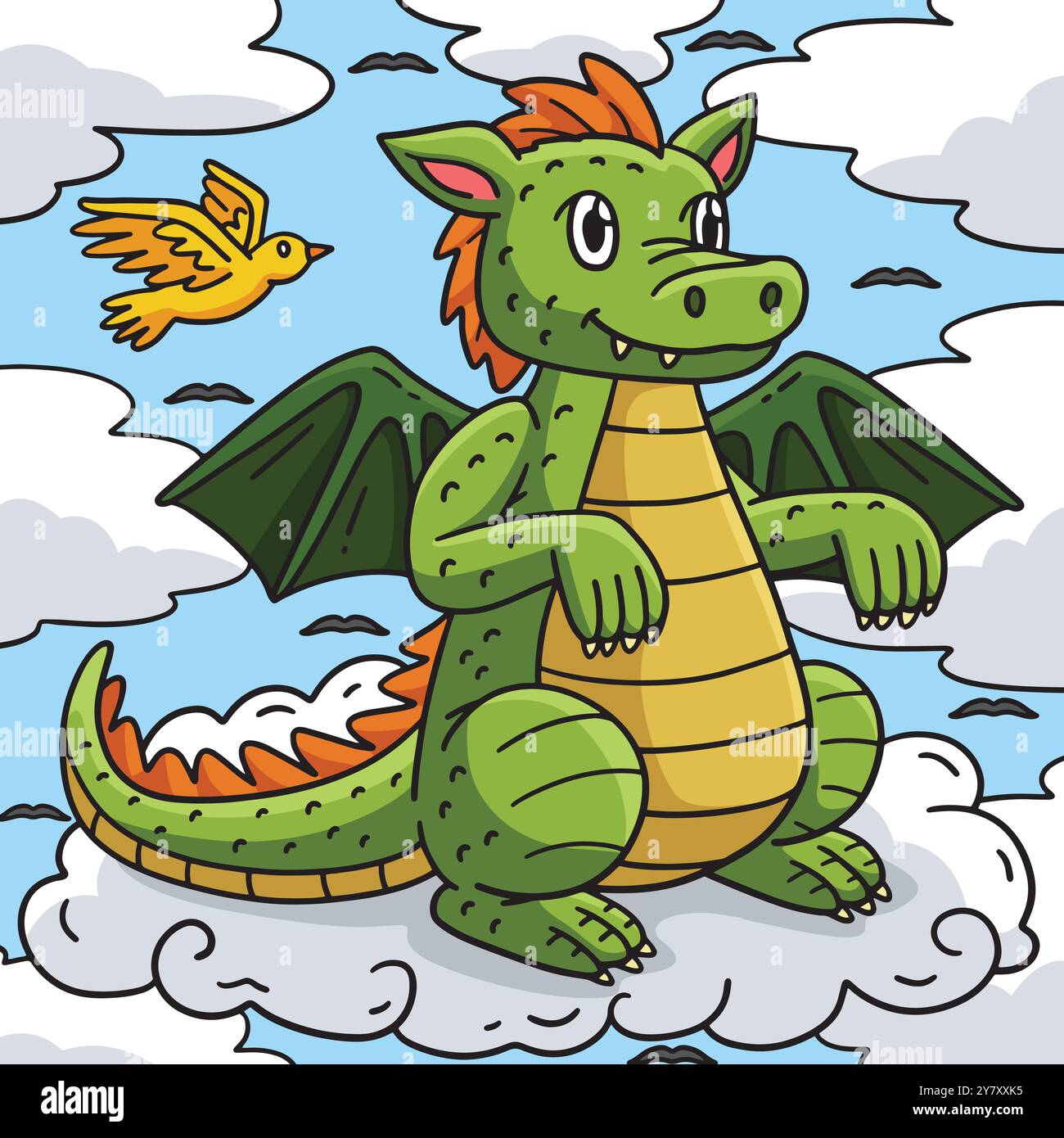 Dragon Sitting on a Cloud Colored Cartoon Stock Vector Image & Art - Alamy