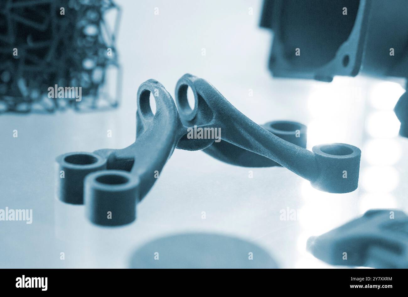 Object printed on a 3D printer from molten plastic powder. Different ...