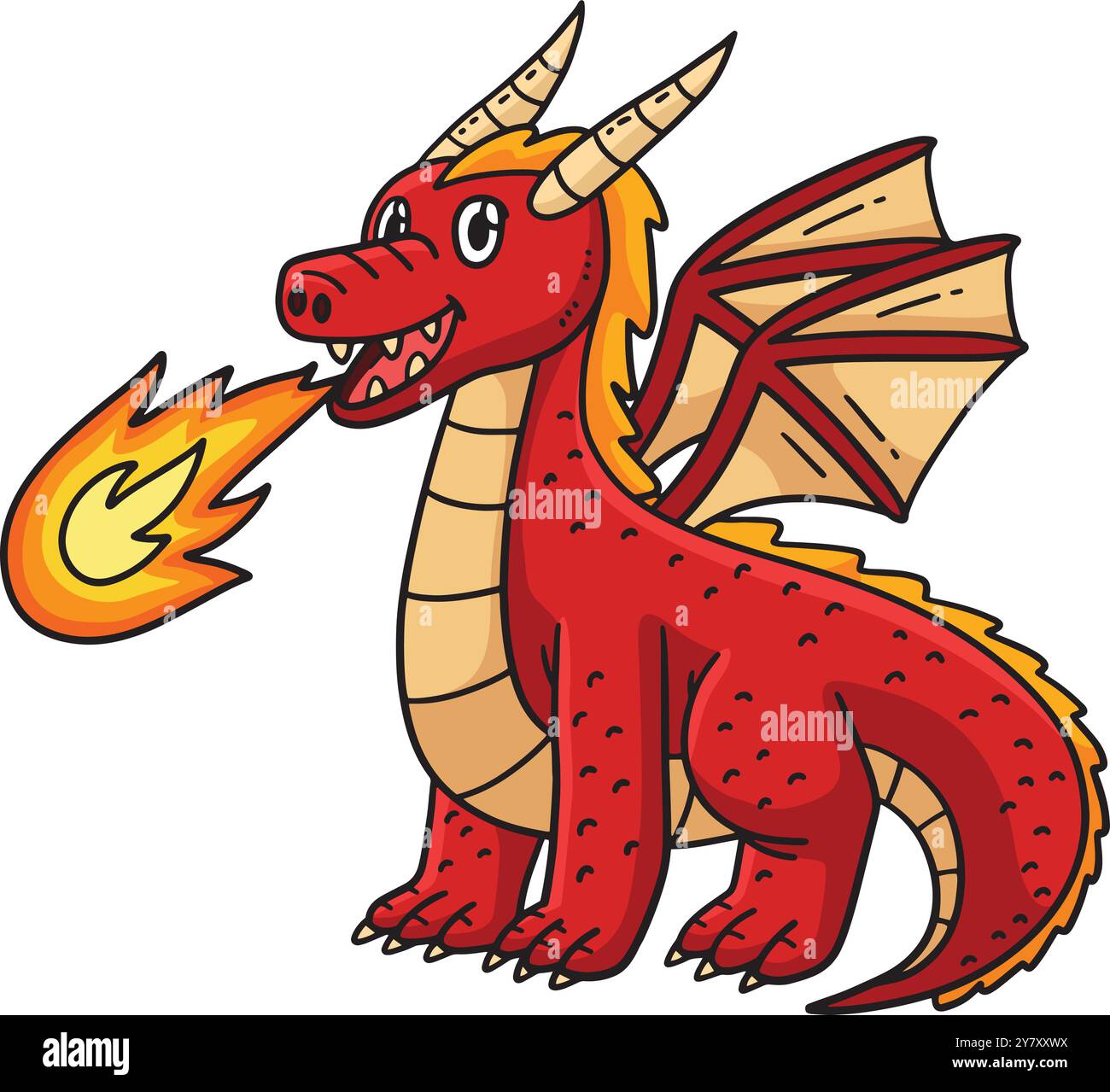 Dragon Breathing Fire Cartoon Colored Clipart Stock Vector Image & Art - Alamy
