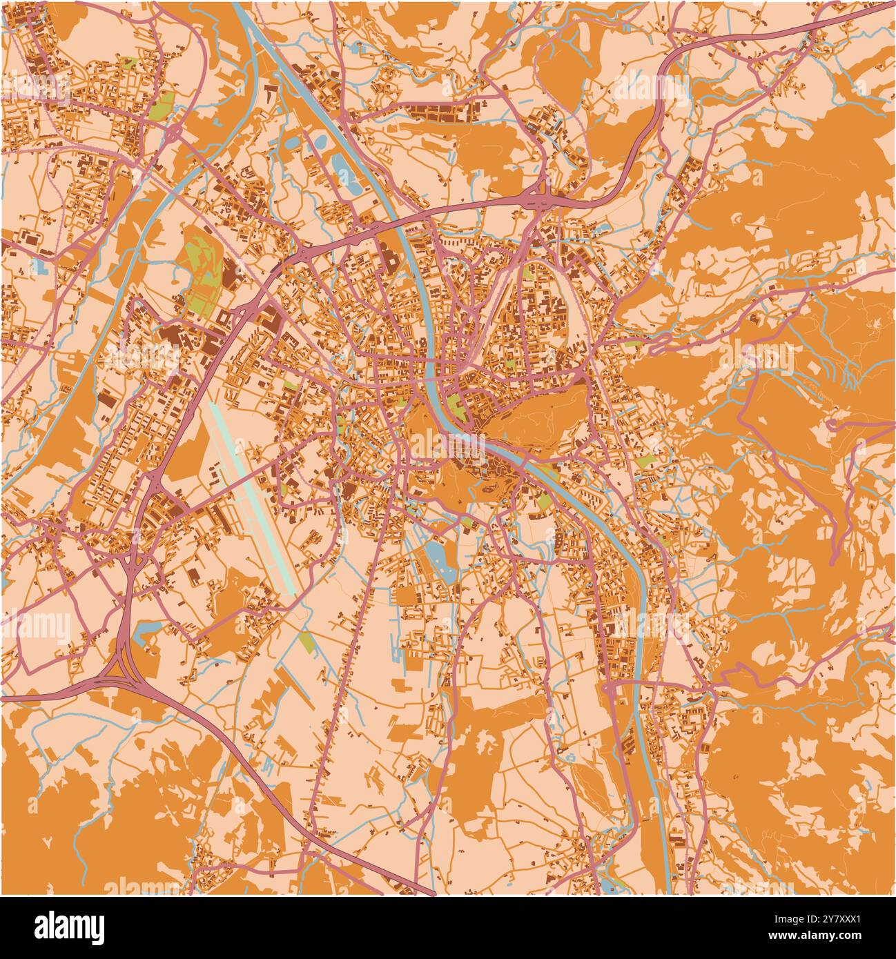 Map of Salzburg in Austria in a sandy theme. Contains layered vector ...