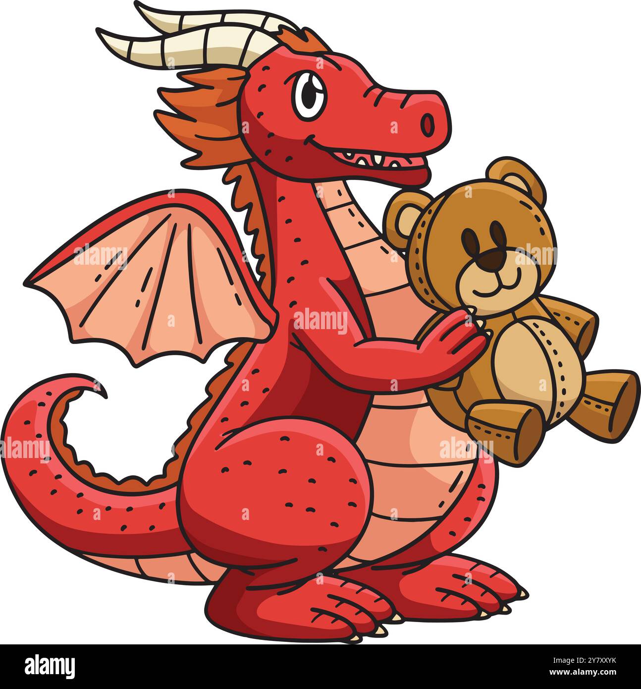 Dragon with a Bear Plushy Cartoon Colored Clipart Stock Vector Image ...