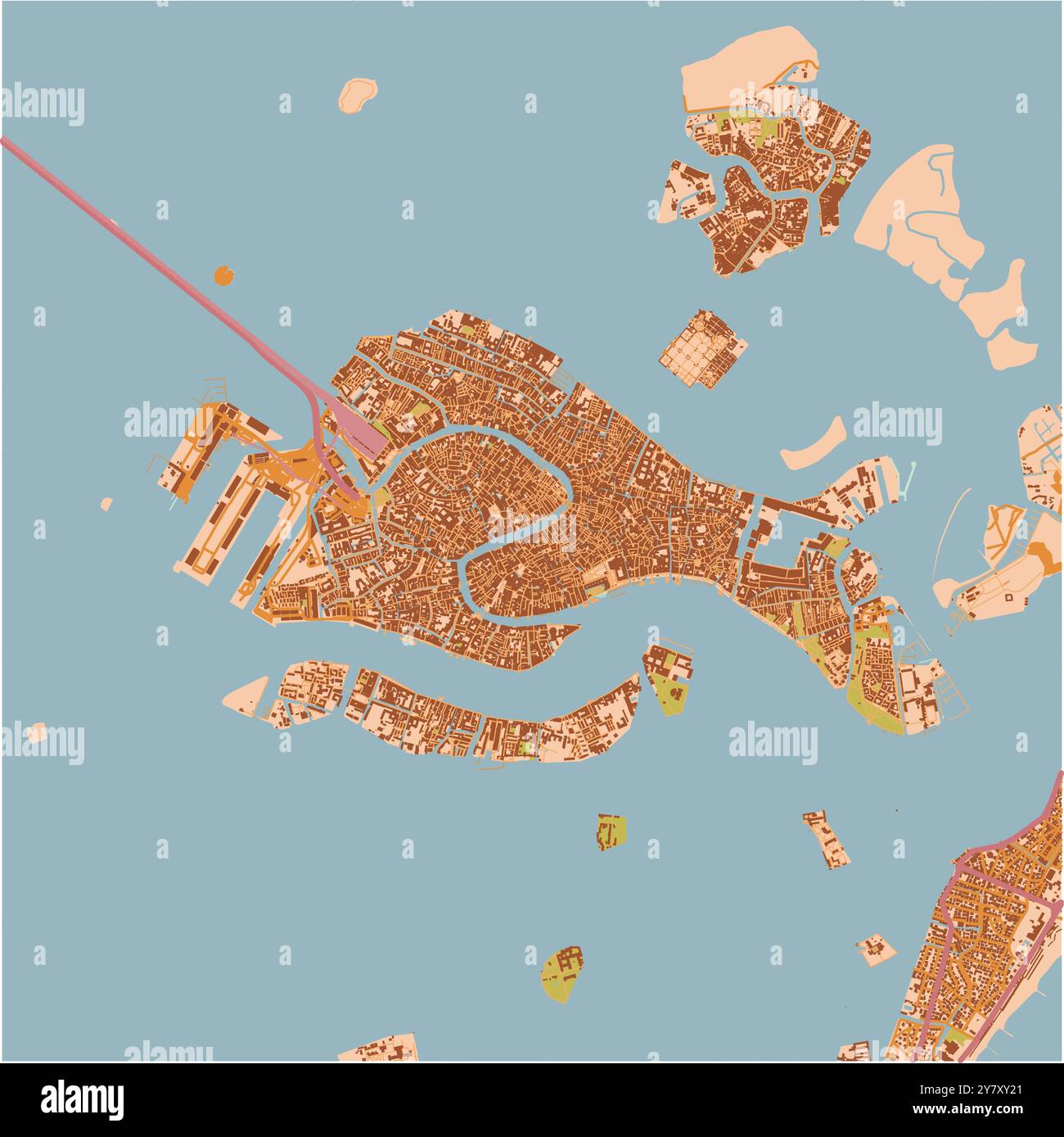 Map of Venice in Italy in a sandy theme. Contains layered vector with ...