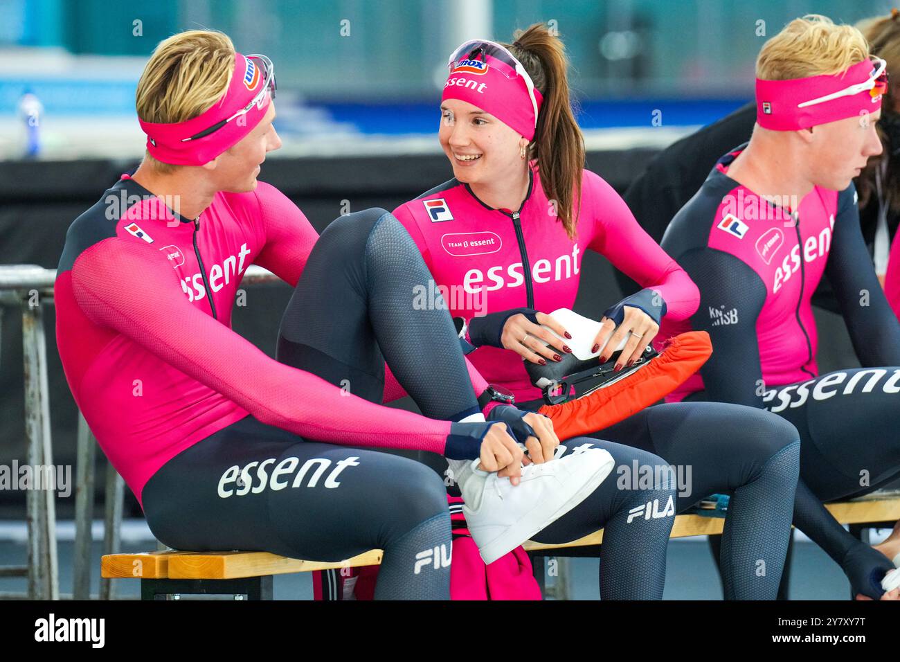 HEERENVEEN, NETHERLANDS - OCTOBER 1: Merijn Scheperkamp, Selma Poutsma ...