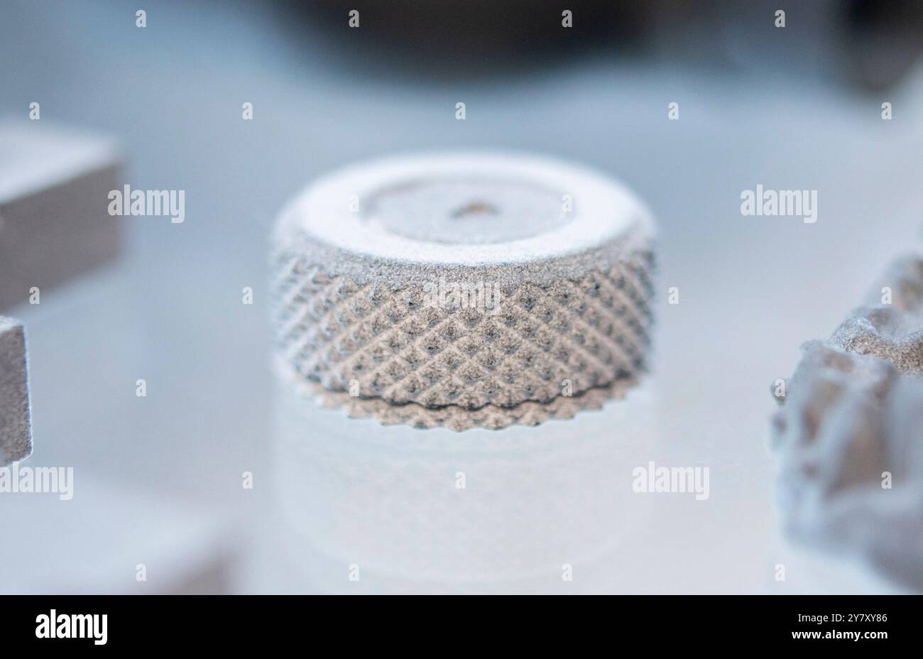 Objects printed on a 3D printer from molten plastic powder. Different ...
