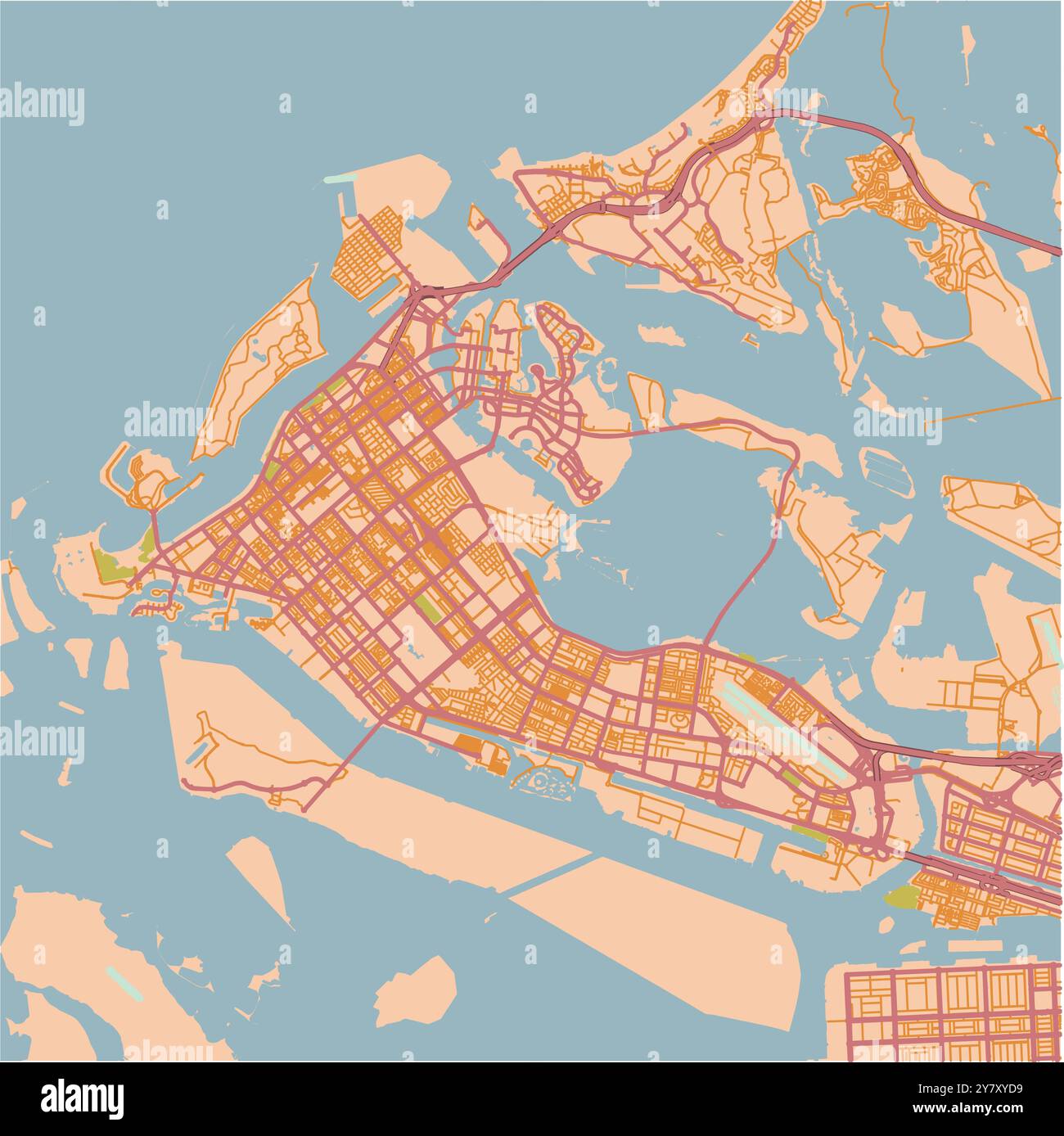 Map of Abu Dhabi in United Arab Emirates in a sandy theme. Contains ...