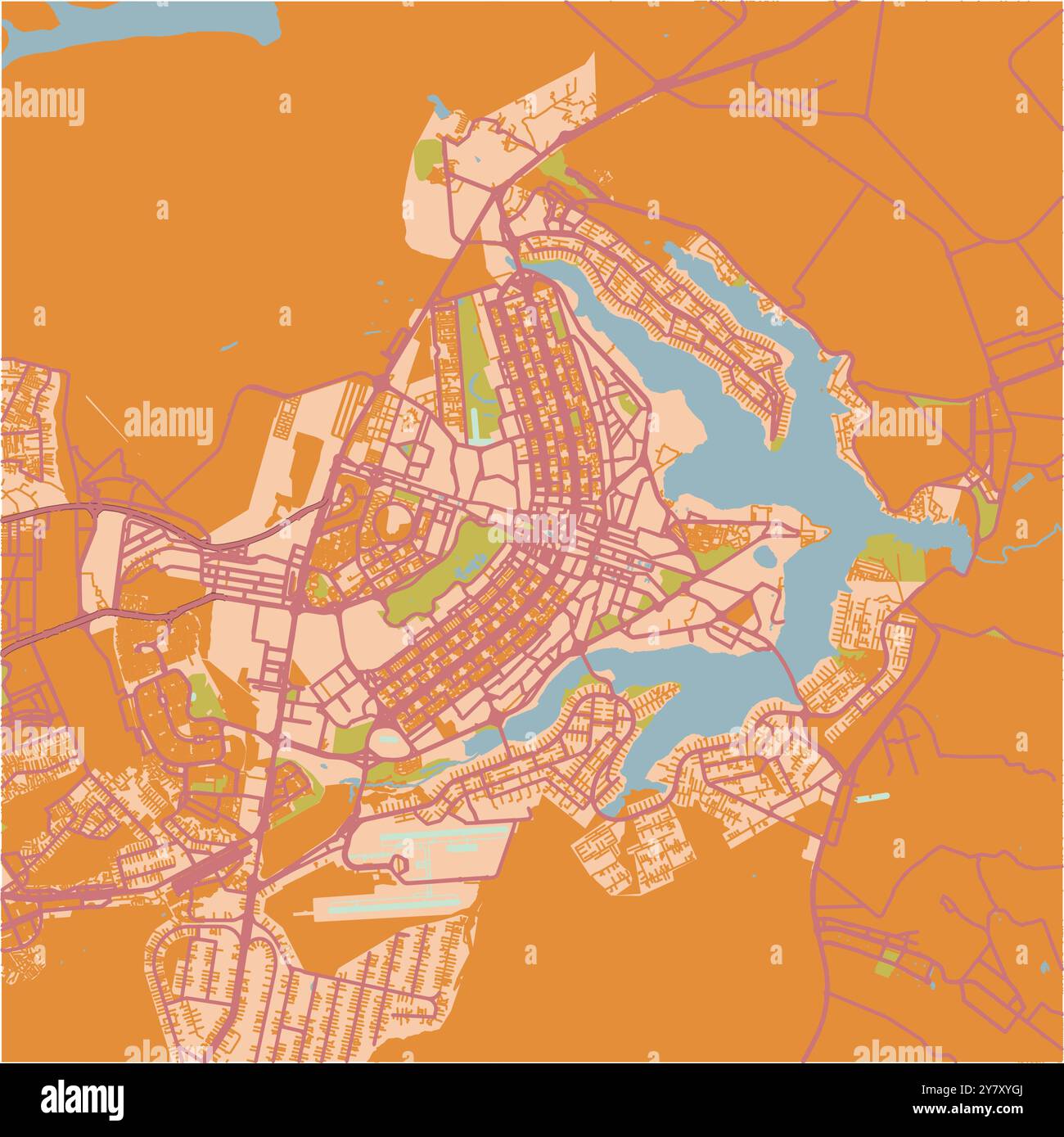 Map of Brasilia in Brazil in a sandy theme. Contains layered vector ...