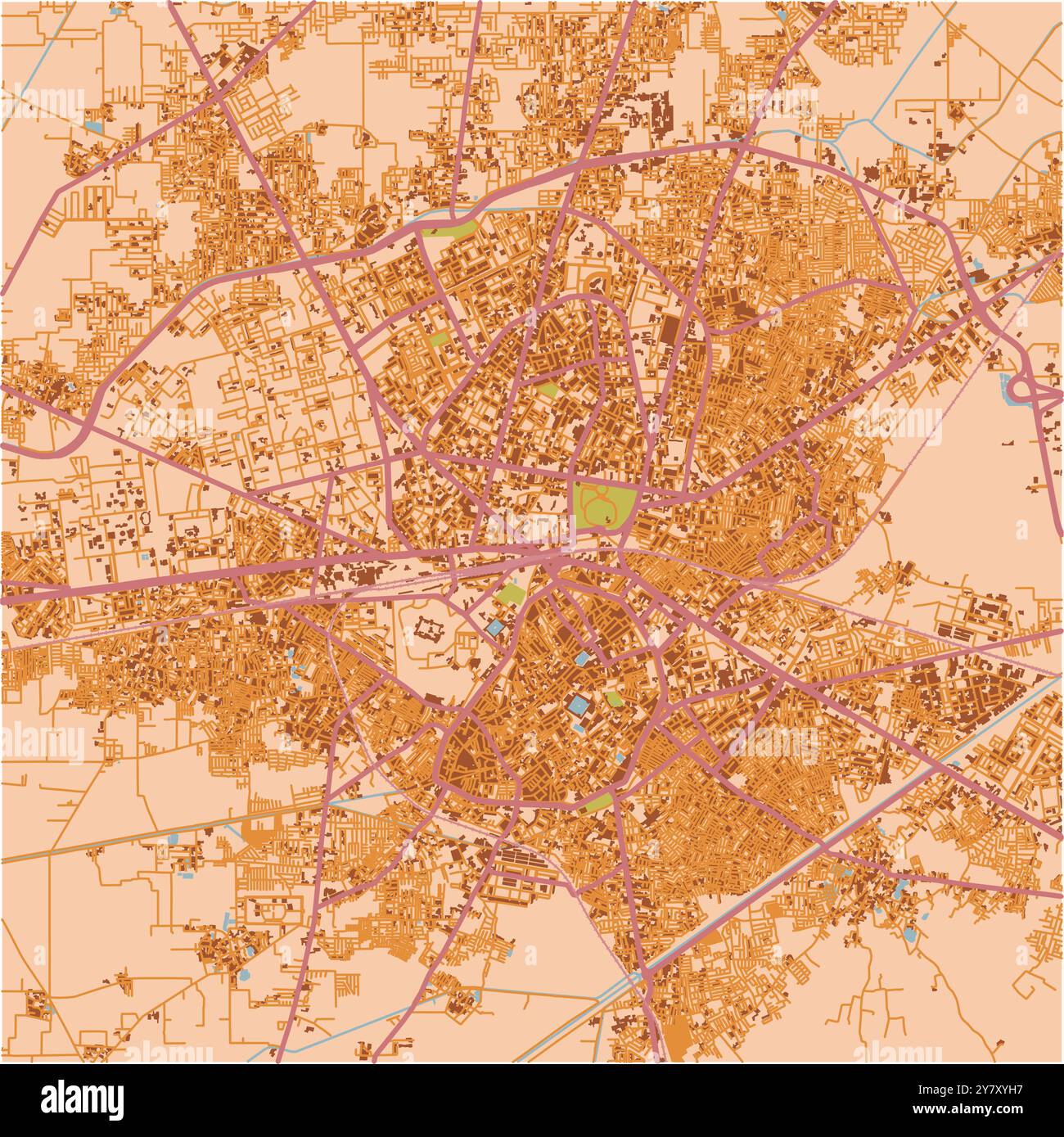 Map of Amritsar in India in a sandy theme. Contains layered vector with ...
