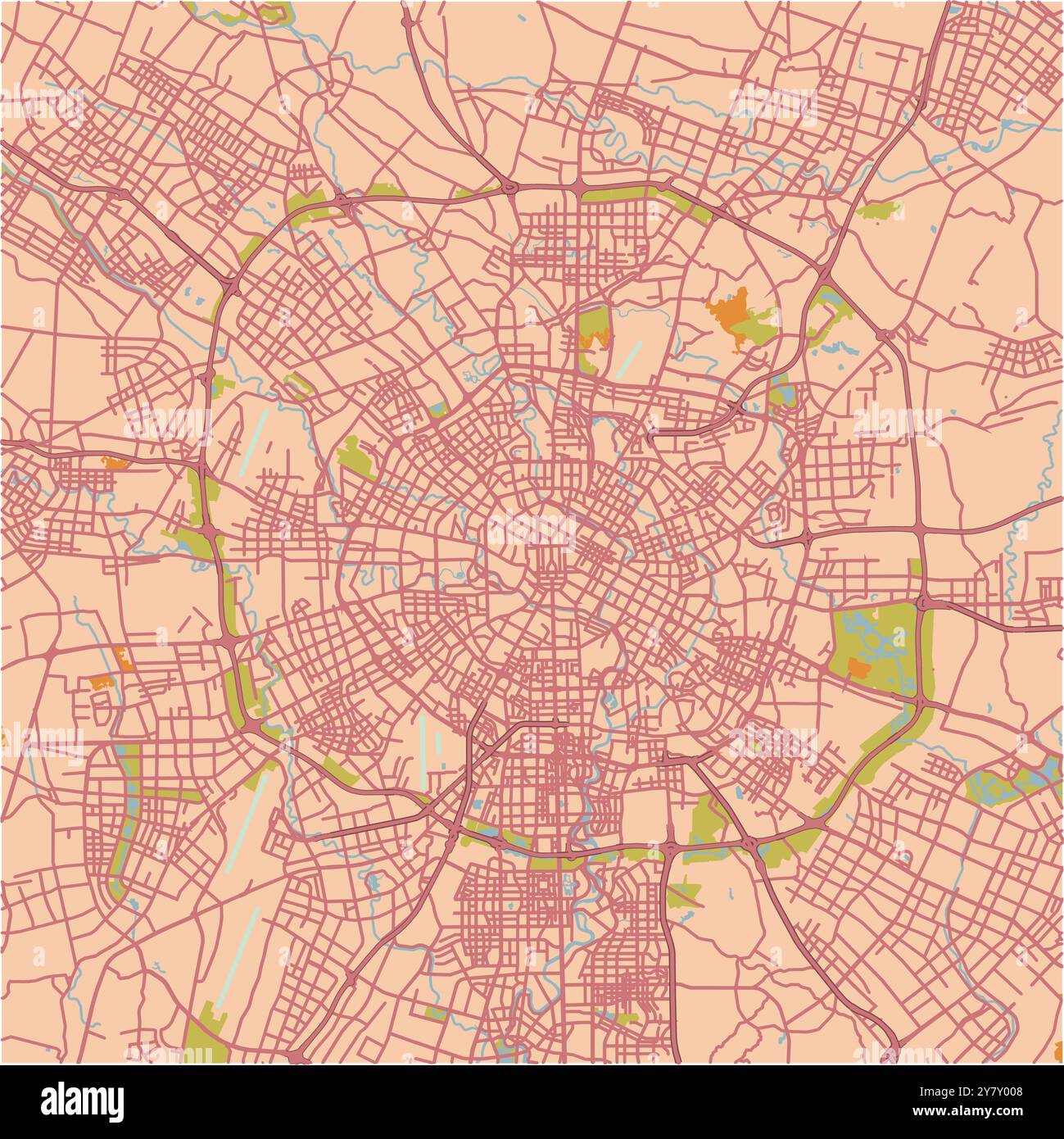 Map of Chengdu in China in a sandy theme. Contains layered vector with ...