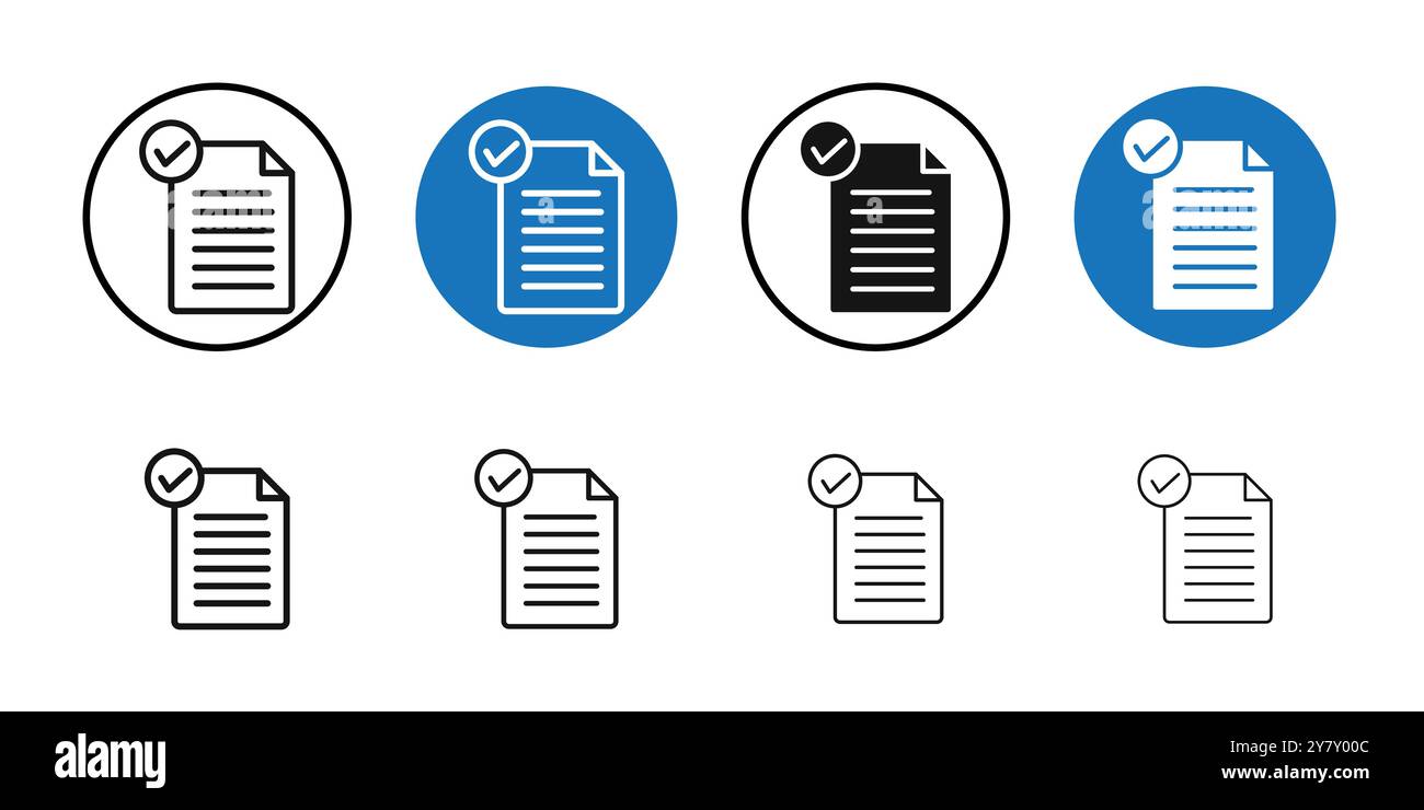 Accept document icon Black line art vector in black and white outline ...