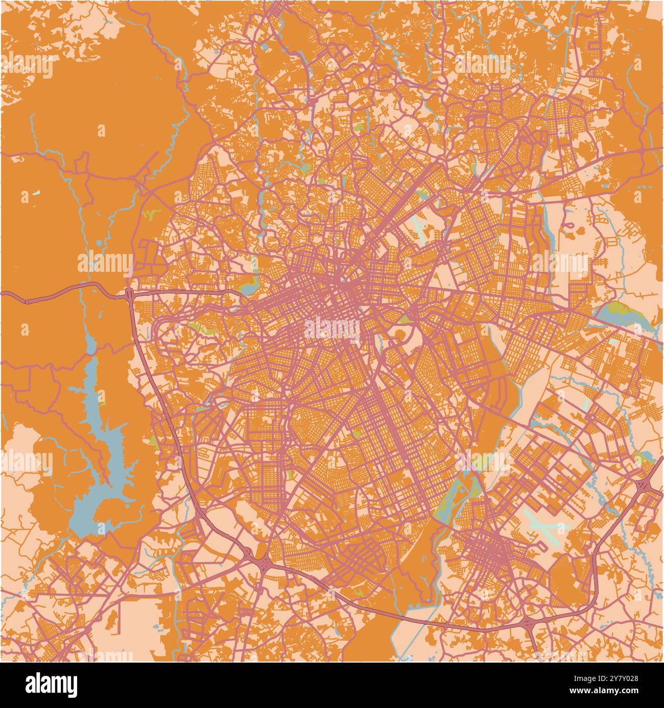 Map of Curitiba in Brazil in a sandy theme. Contains layered vector ...