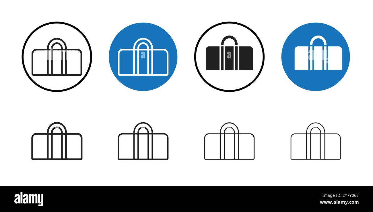 Bag Icon Black line art vector in black and white outline set ...