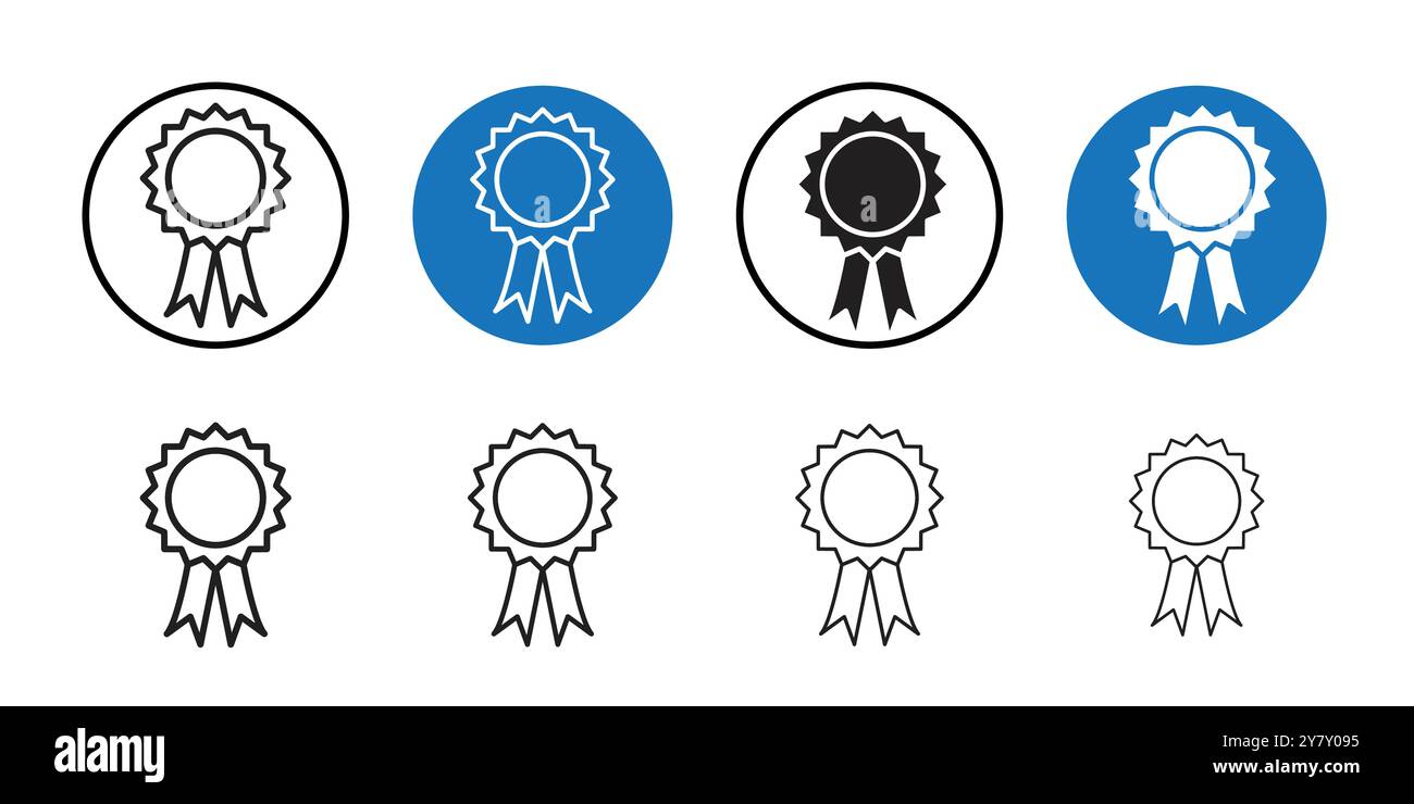 Badge icon Black line art vector in black and white outline set ...