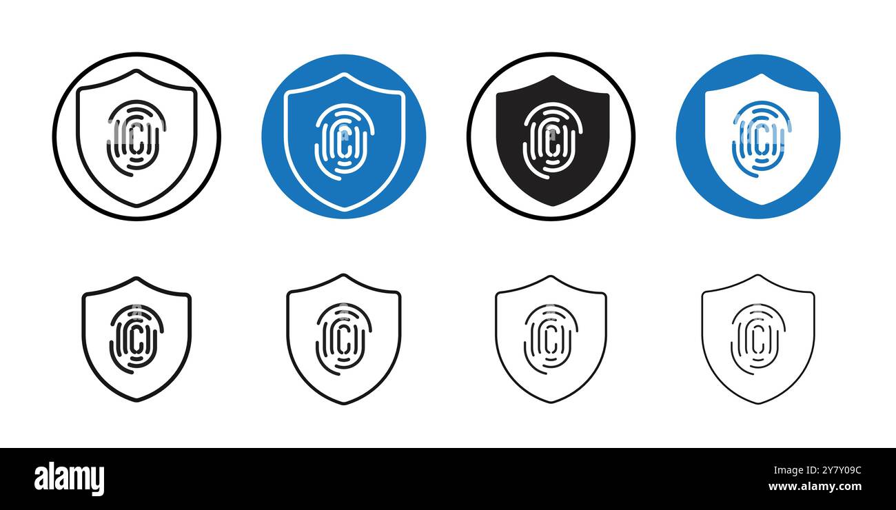 Biometric security icon Black line art vector in black and white ...