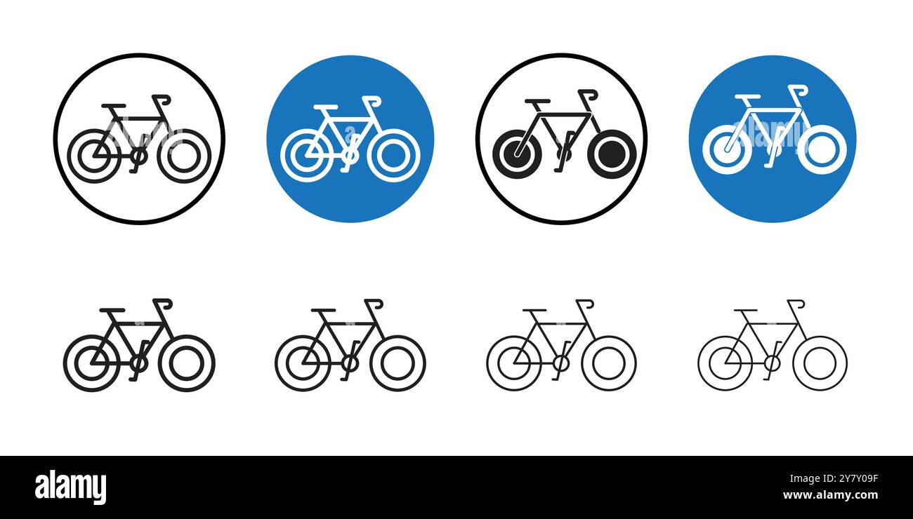 Bicycle icon Black line art vector in black and white outline set ...