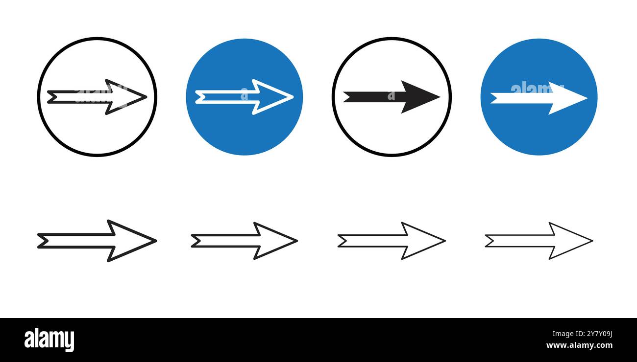 Arrow Icon Black line art vector in black and white outline set ...