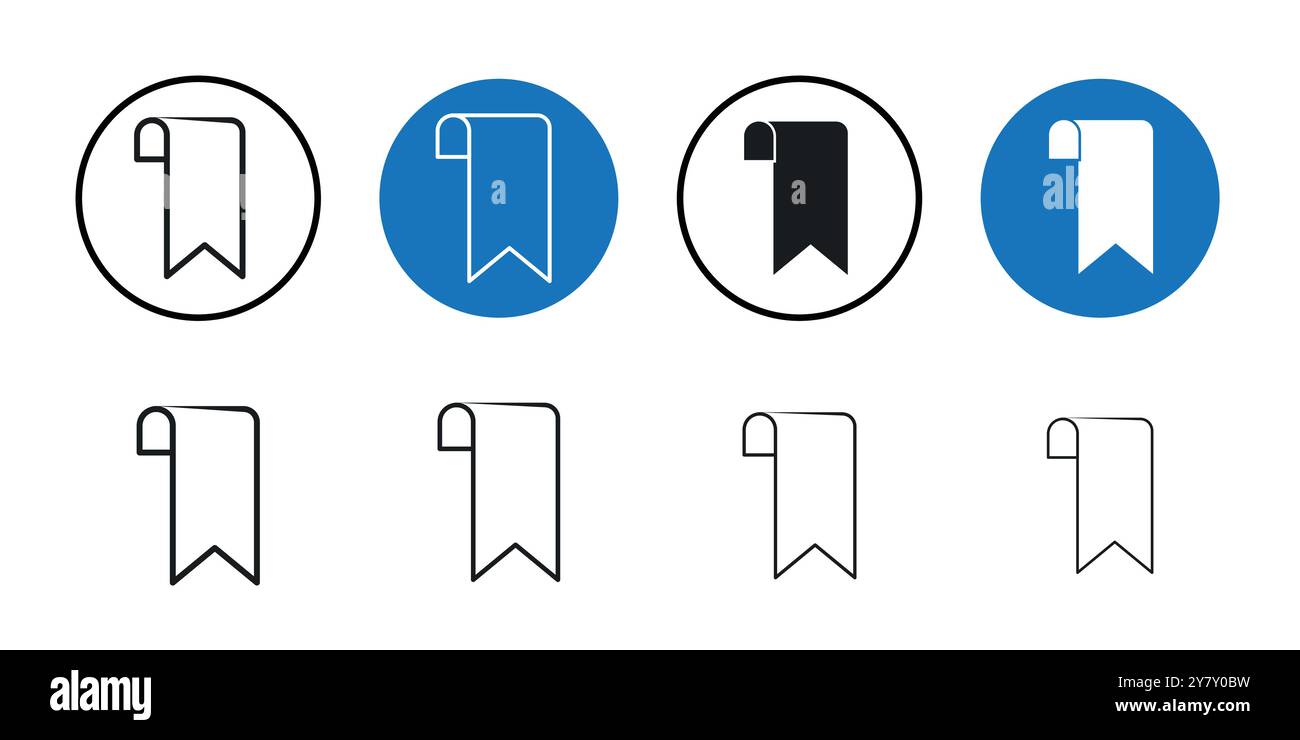 Bookmark icon Black line art vector in black and white outline set ...