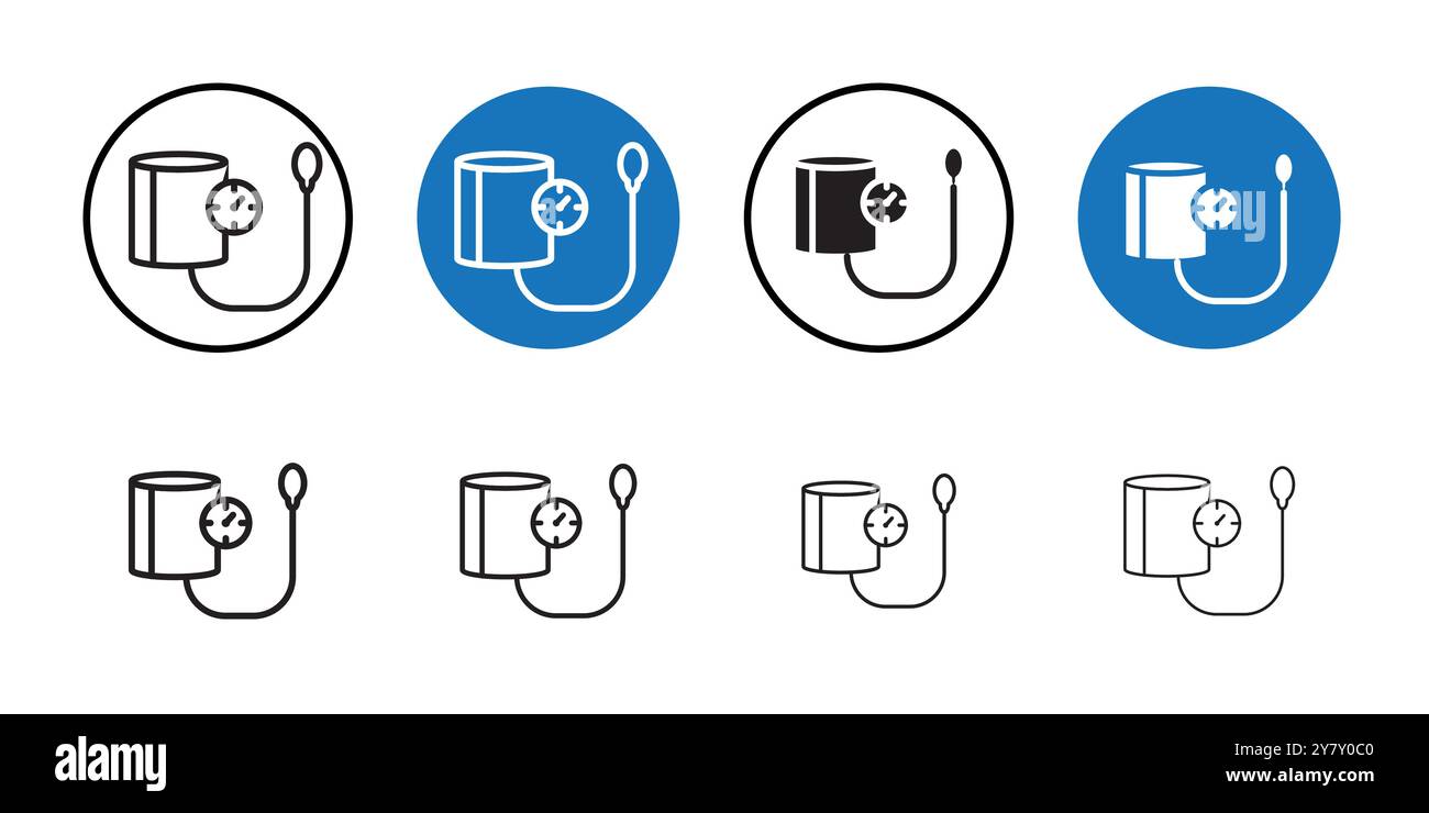 Blood pressure meter icon Black line art vector in black and white ...