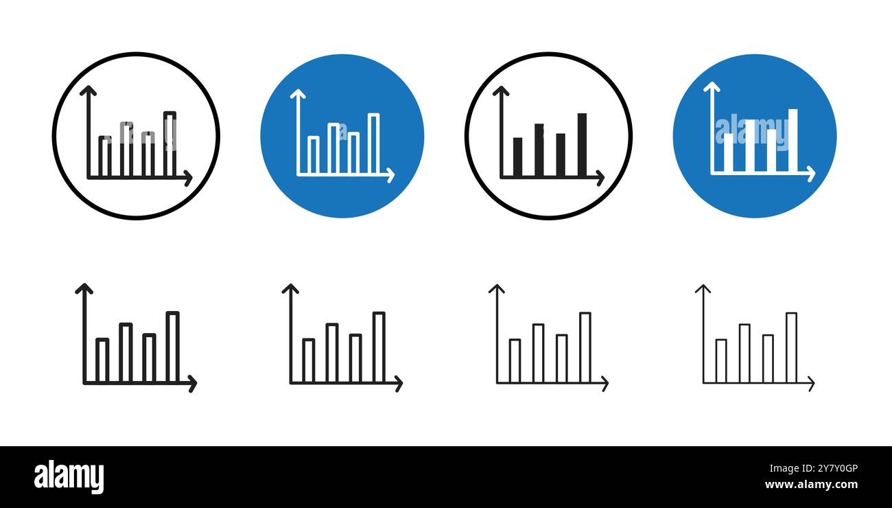 Bar Chart Icon Black line art vector in black and white outline set collection sign Stock Vector ...
