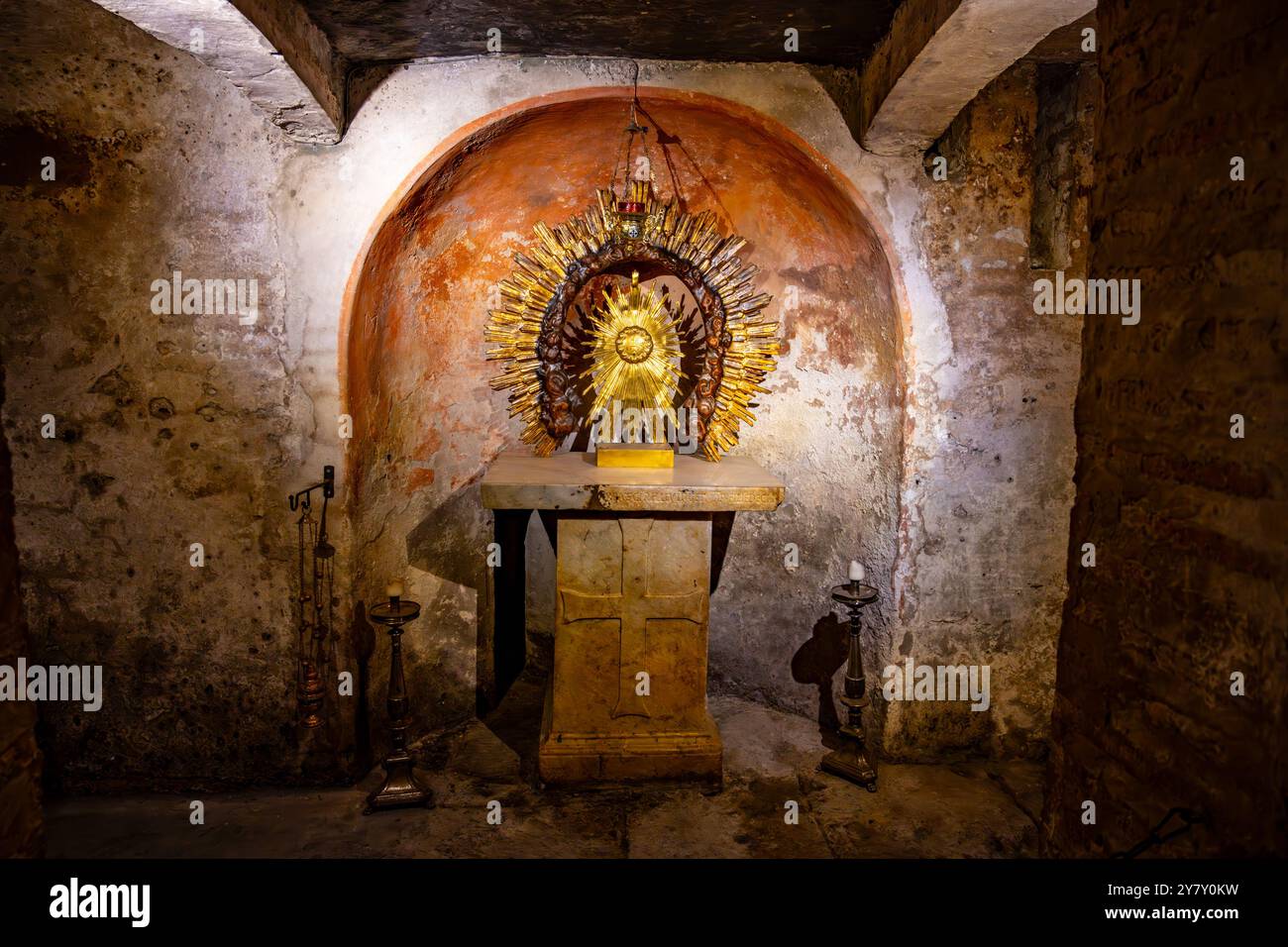 The ancient crypt of the Basilica of Santa Maria in Cosmedin showcases ...