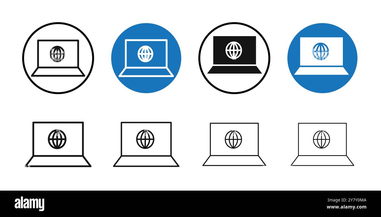 Browser icon Black line art vector in black and white outline set ...