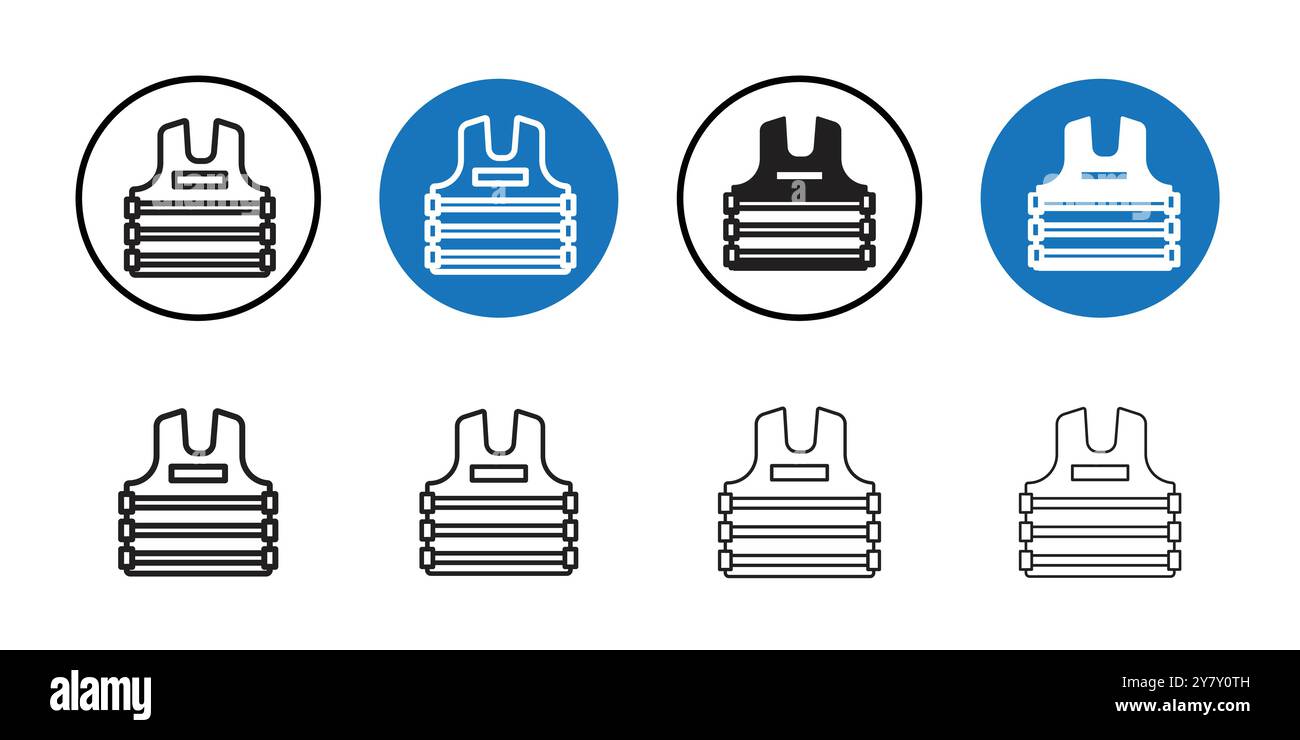 Bulletproof vest icon Black line art vector in black and white outline ...