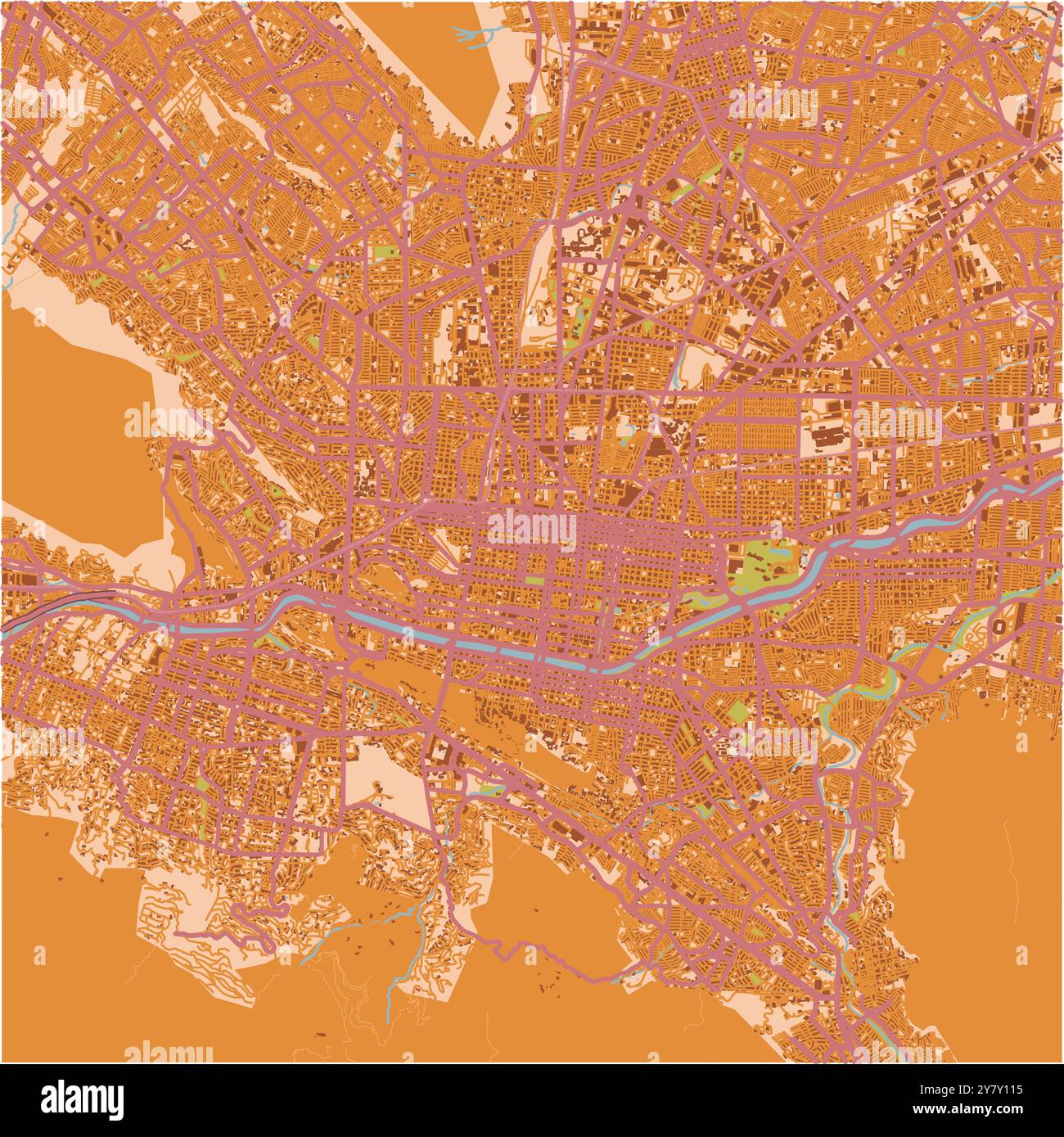 Map of Monterrey in Mexico in a sandy theme. Contains layered vector ...