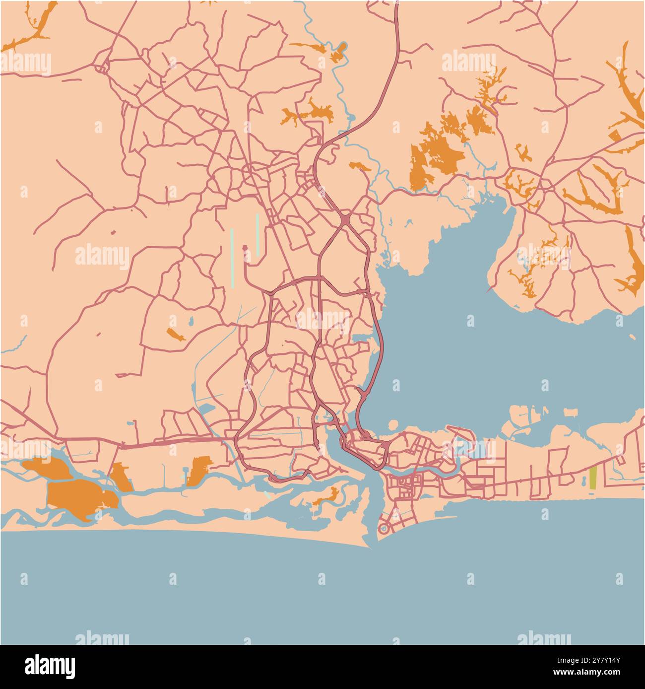 Lagos Nigeria Map Lagos, Nigeria PDF Vector Map With Water In Focus