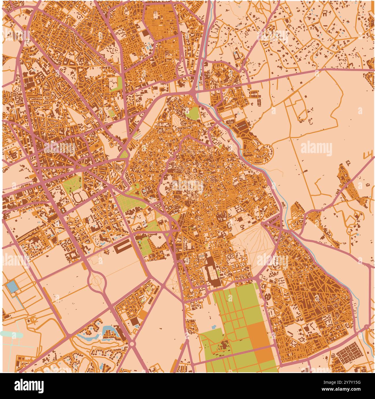 Map of Marrakesh in Morocco in a sandy theme. Contains layered vector ...