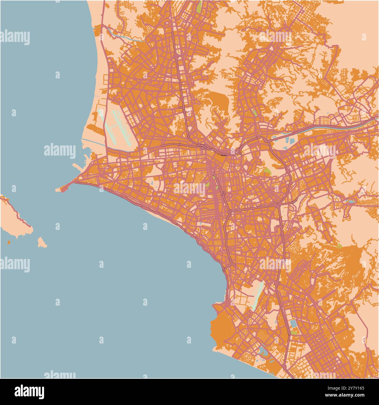 Map of Lima in Peru in a sandy theme. Contains layered vector with ...