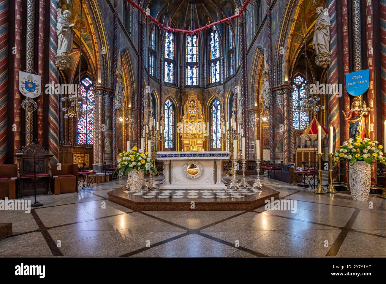 Altar of the pilgrimage church Marienbasilika in Kevelaer, Lower Rhine ...