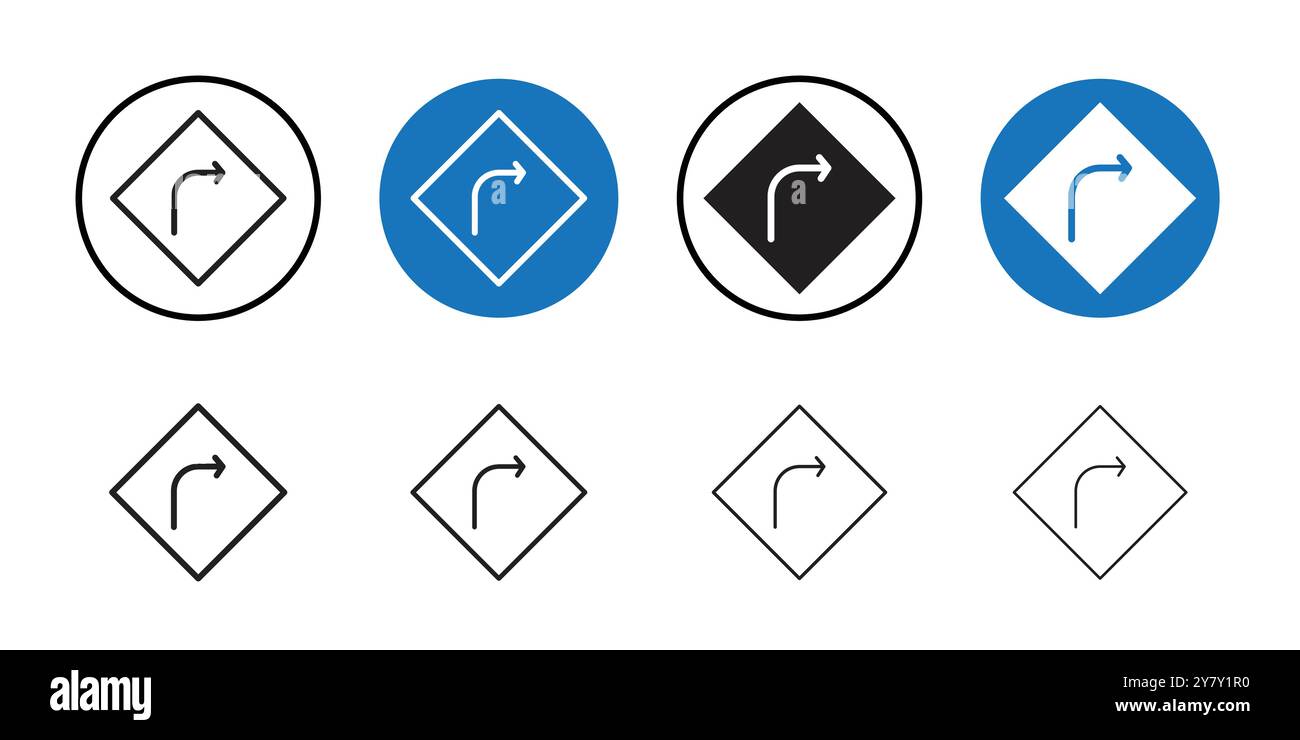 Directions icon Black line art vector in black and white outline set ...