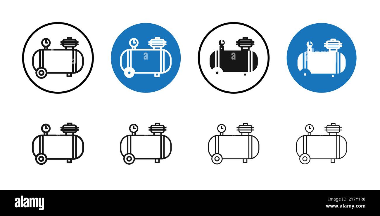 Compressor icon Black line art vector in black and white outline set ...