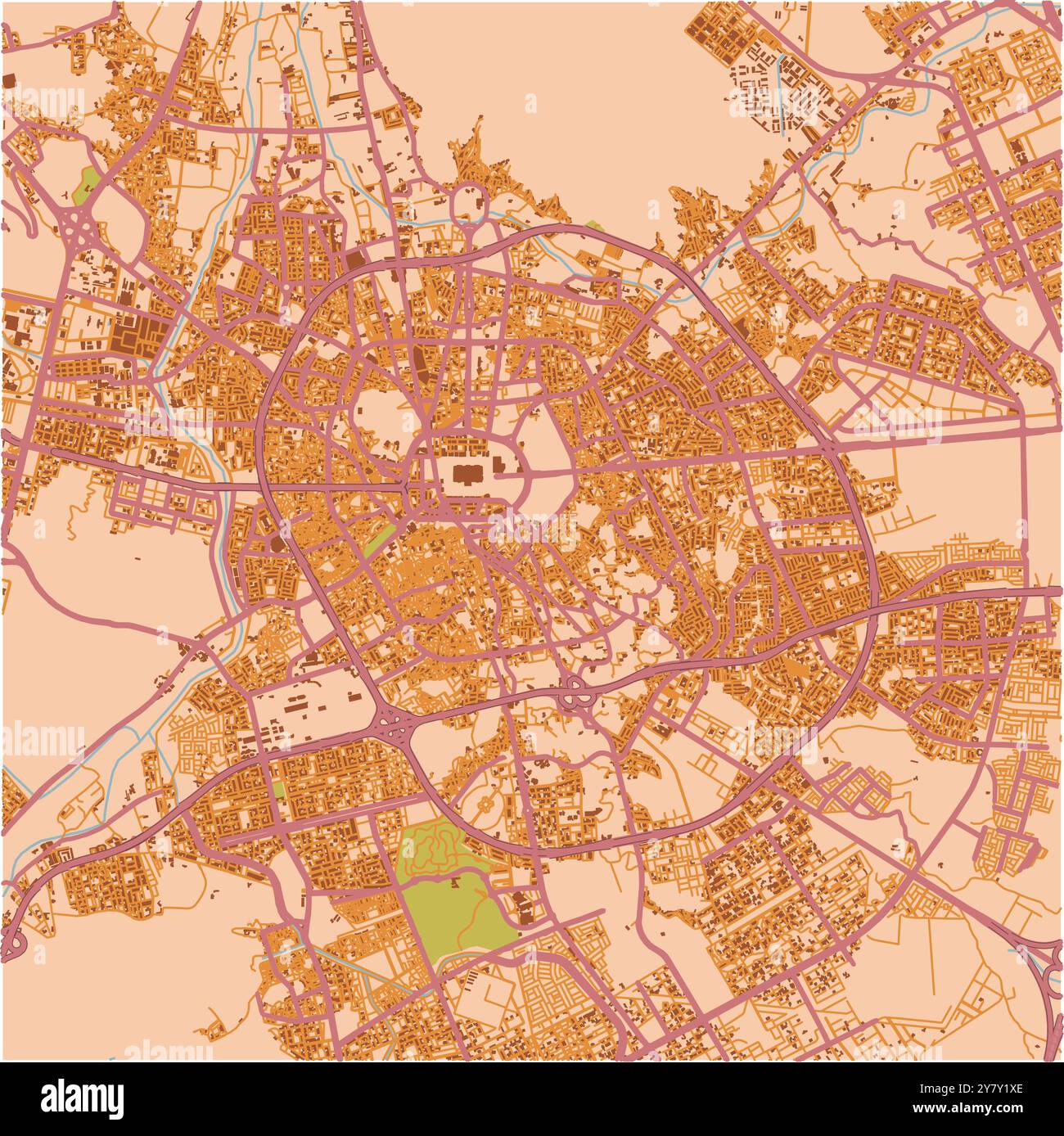 Map of Medina in Saudi Arabia in a sandy theme. Contains layered vector ...