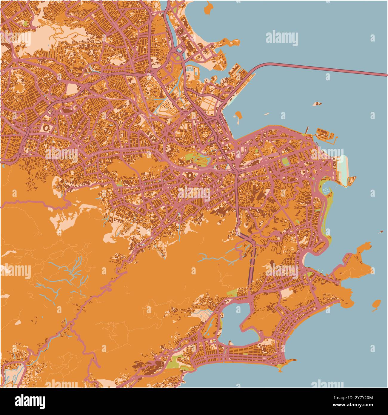 Map of Rio de Janeiro in Brazil in a sandy theme. Contains layered ...