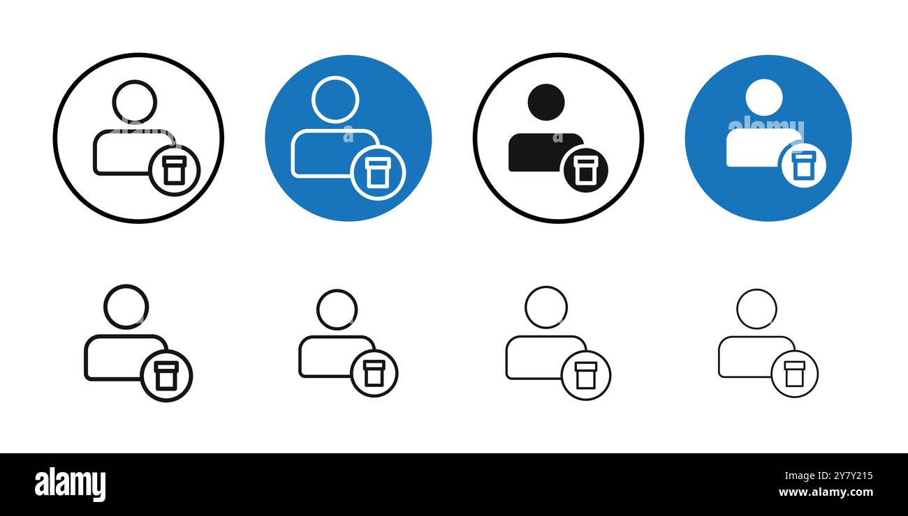 Delete user icon Black line art vector in black and white outline set collection sign Stock ...