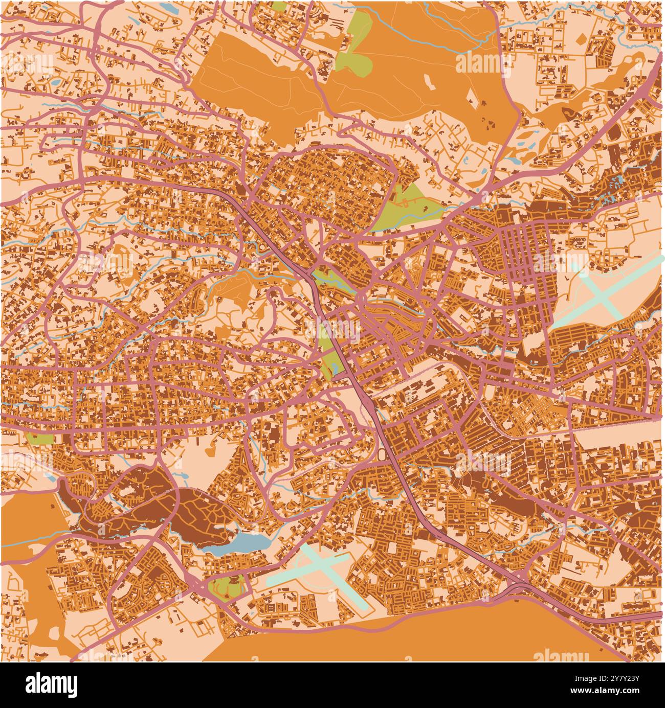 Map of Nairobi in Kenya in a sandy theme. Contains layered vector with ...