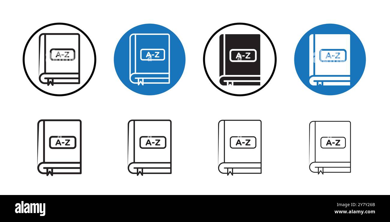 Dictionaries icon Black line art vector in black and white outline set ...
