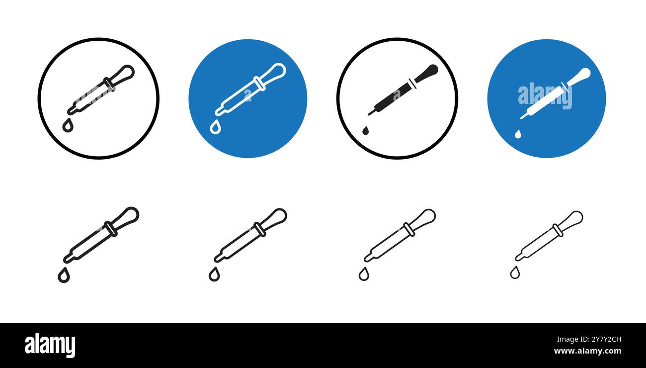 Dropper pipette Icon Black line art vector in black and white outline ...