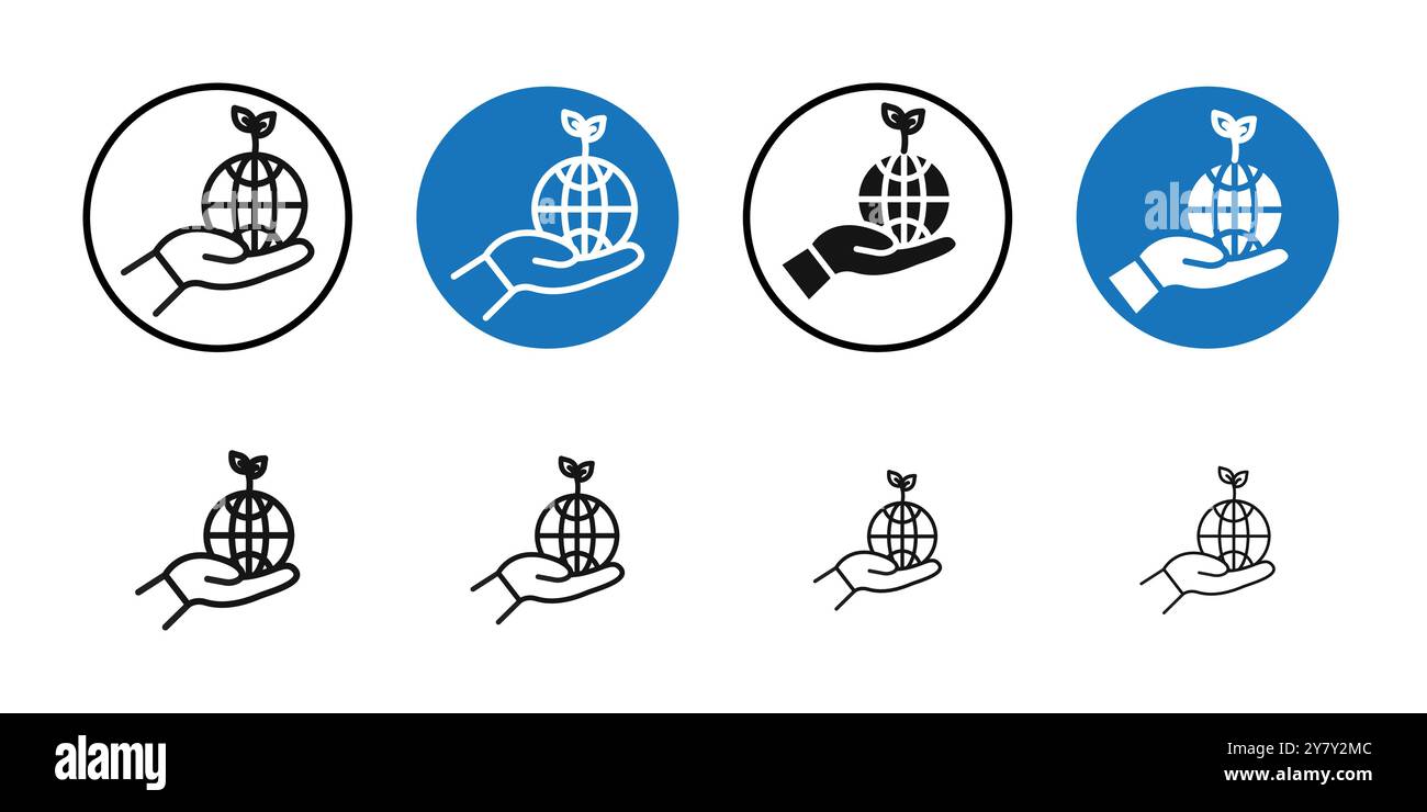 Environment icon Black line art vector in black and white outline set ...