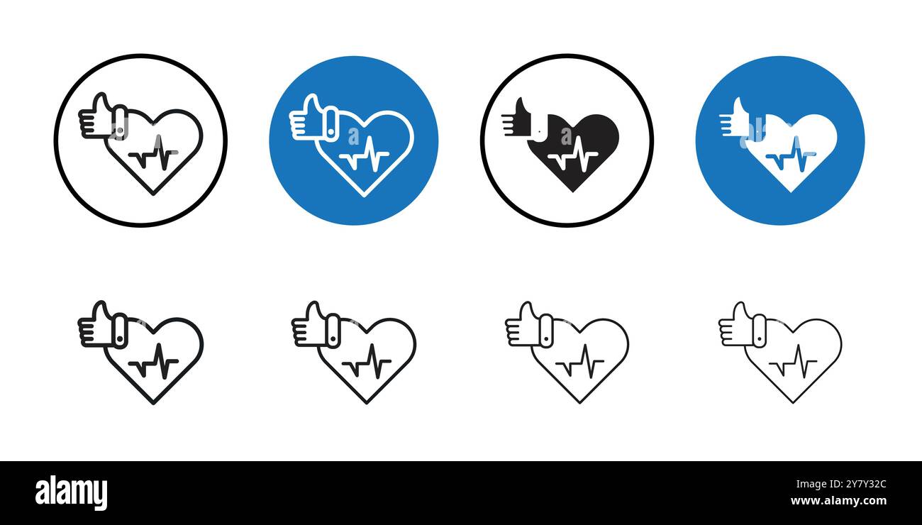 Good health icon Black line art vector in black and white outline set ...