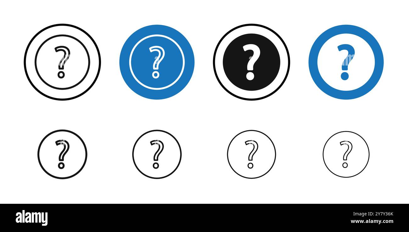 Interrogation icon Black line art vector in black and white outline set ...