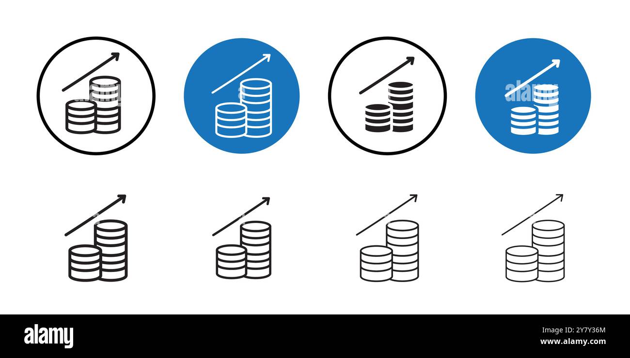 High revenue icon Black line art vector in black and white outline set ...