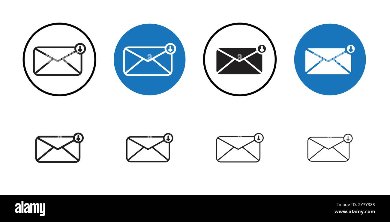 Inbox icon (2) Black line art vector in black and white outline set ...